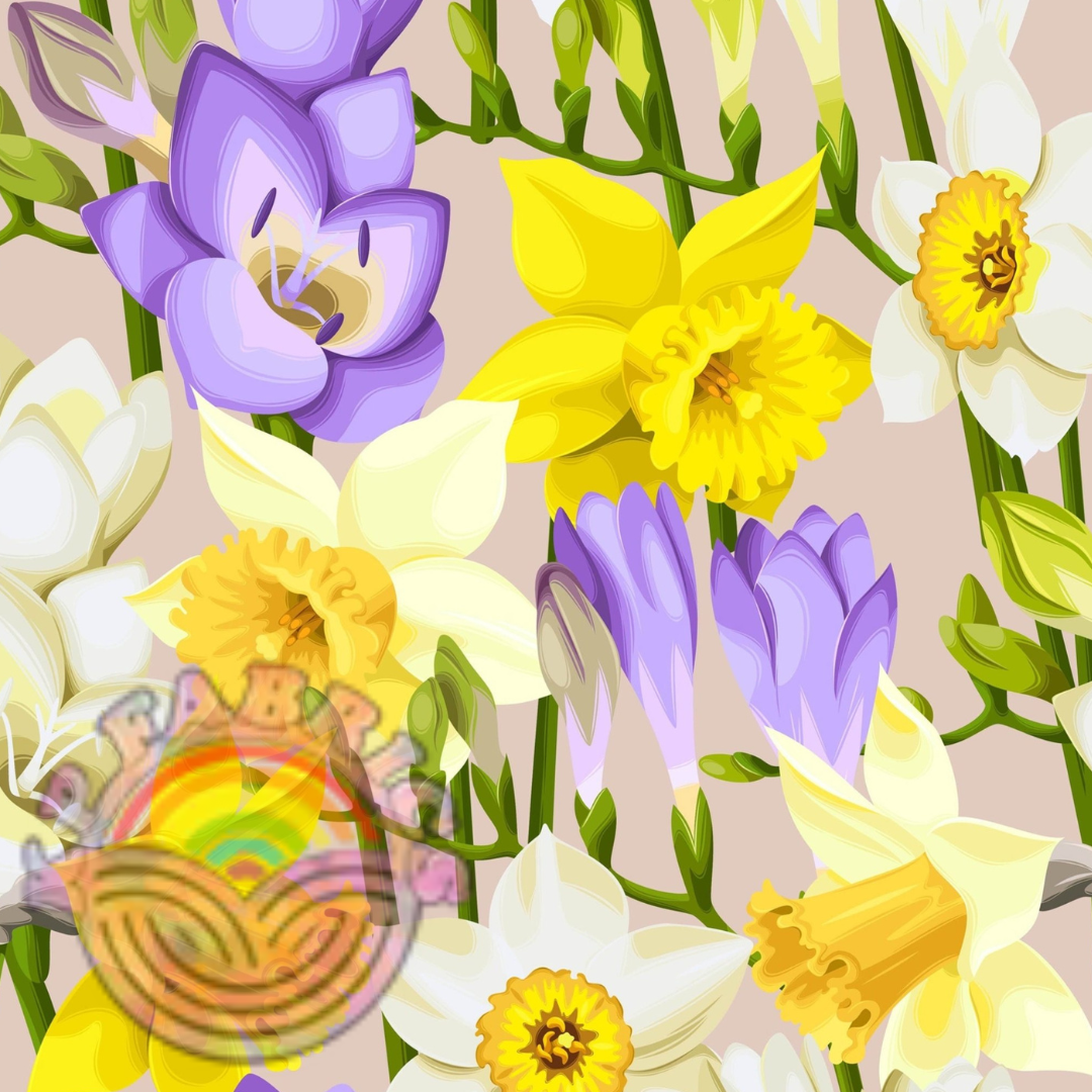 Spring Daffodils & Crocus pre order fabrics - KP Fabrics