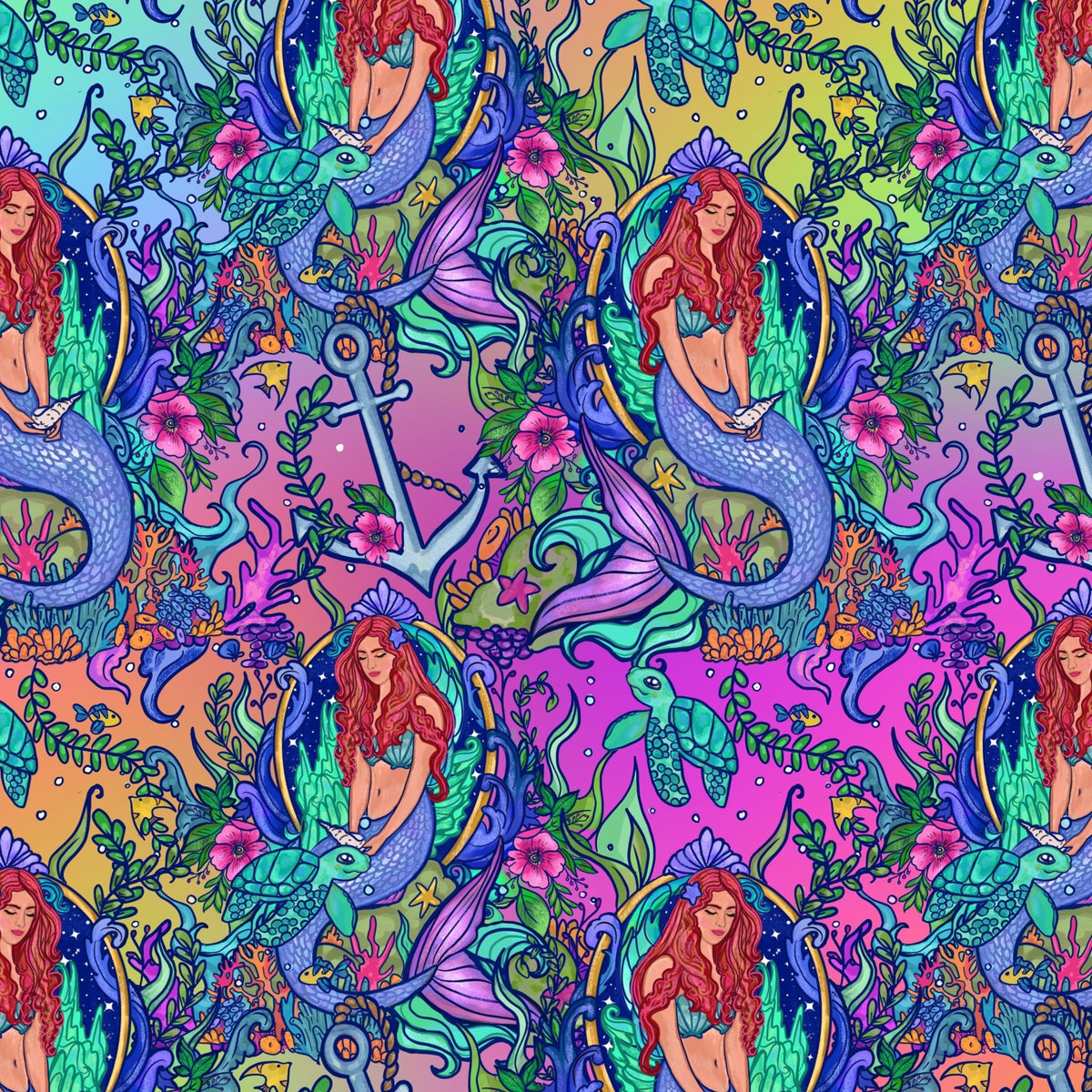Pastel mermaid pre order fabrics - KP Fabrics