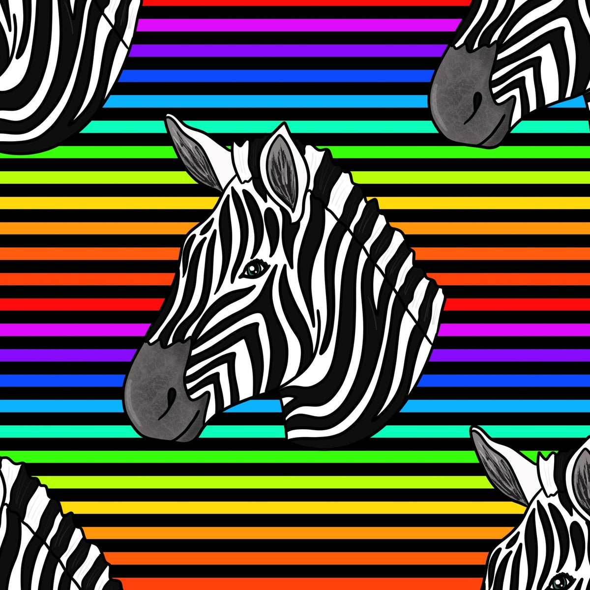 Rainbow stripe zebra pre order fabrics - KP Fabrics